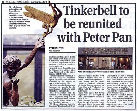Peter Pan And Tinkerbell Kissing Tinkerbell Reunited With Peter Pan Copyright The London