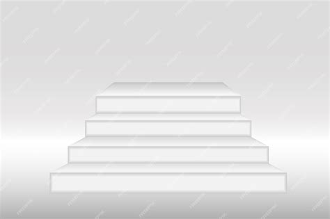 사각형 모양에 흰색 3d 연단입니다 빈 무대 또는 받침대 흰색 배경에 고립입니다 시상식 및 제품 발표를위한 연단 또는 플랫폼 프리미엄 벡터
