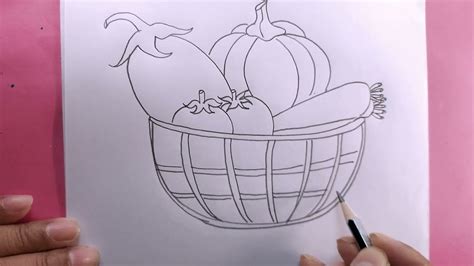 Vegetable Basket Drawing Easy Step By Step