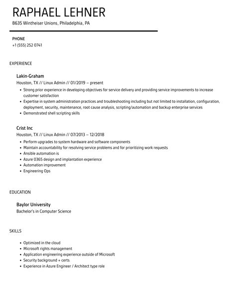 Linux Admin Resume Samples Velvet Jobs