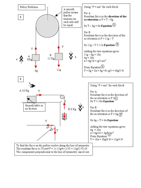 Pulley Problems M1 Pdf Force Tension Physics