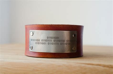I Love You Binary Code Secret Message Leather Cuff