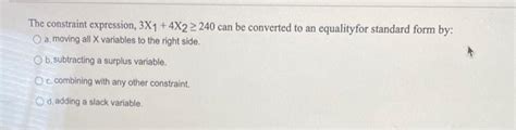 solved the constraint expression 3x1 4x2≥240 can be