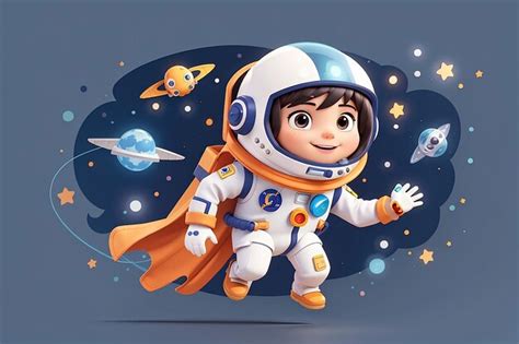 Premium Ai Image Cute Astronaut Super Hero Flying Cartoon Vector Icon