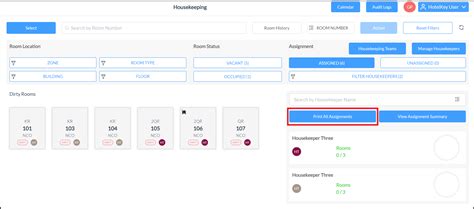 Print Housekeeping Assignment Sheet