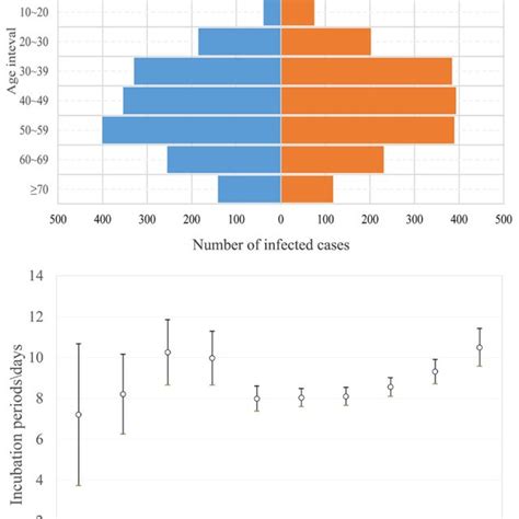 The Age Sex Pyramid And Incubation Period By Age On Covid Infected Download Scientific