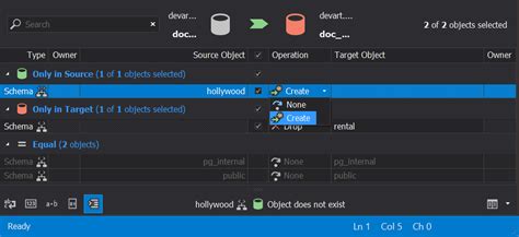 Viewing Schema Comparison Results