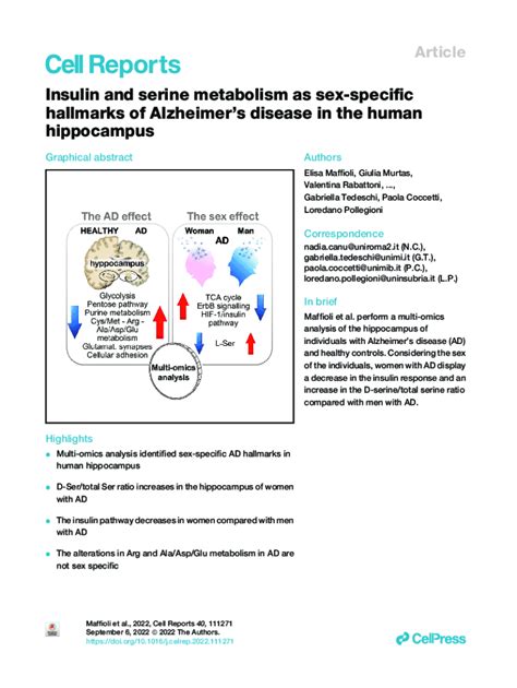 Fillable Online And Serine Metabolism As Sex Specific Hallmarks Of
