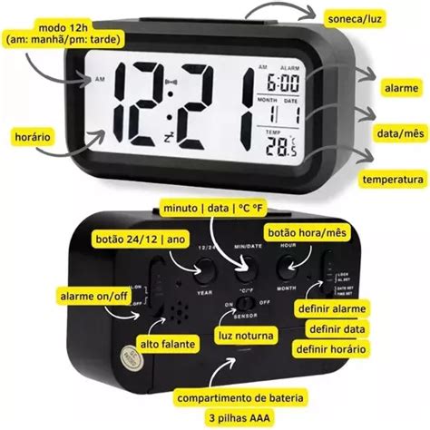Relógio Despertador Digital De Mesa Lcd Luminoso Sem Fio Cor Azul MercadoLivre