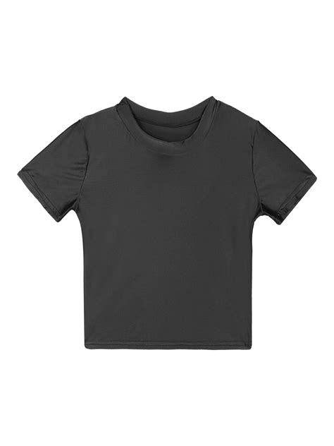 Women Oil Glossy Shiny Short Sleeve Crop Top Sexy Cropped Tops Bustier