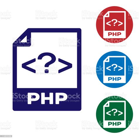 blue php file document icon download php button icon isolated on white
