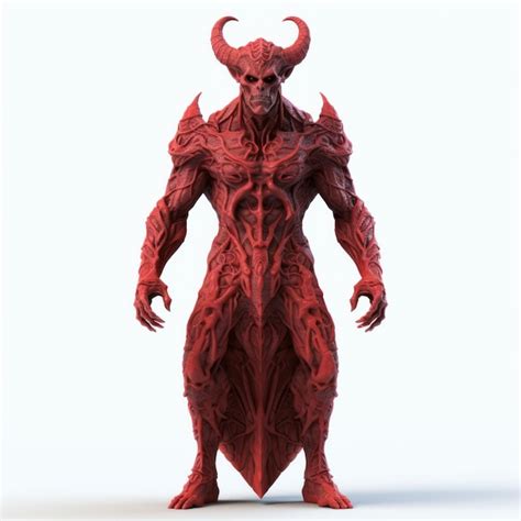 Intricately Detailed 3d Demon Paimon Illustration In Crimson Shadows Premium Ai Generated Image
