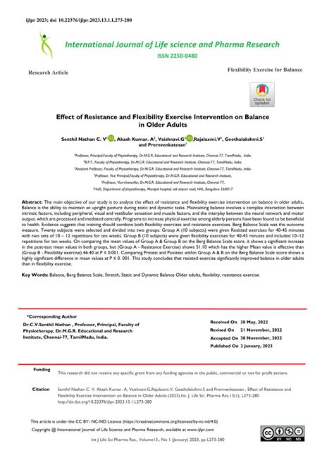 Pdf Effect Of Resistance And Flexibility Exercise Intervention On Balance In Older Adults