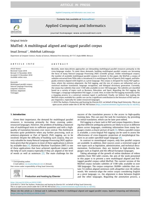 Pdf Multed A Multilingual Aligned And Tagged Parallel Corpus