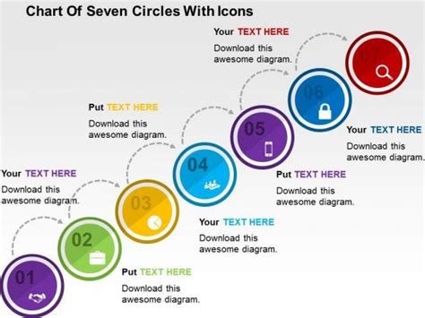 Chart Of Seven Circles With Icons Powerpoint Template