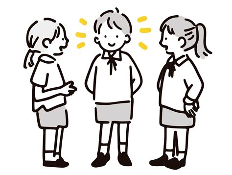 かわいい会話をする制服の子どもたち｜イラスト・フリー素材なら「シンテリ」