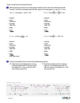 Sinusoidal Functions Transformations Practice Questions Only By