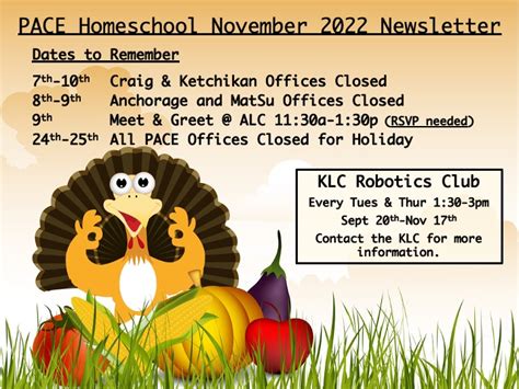 22 November Newsletter Pace Alaska Homeschool