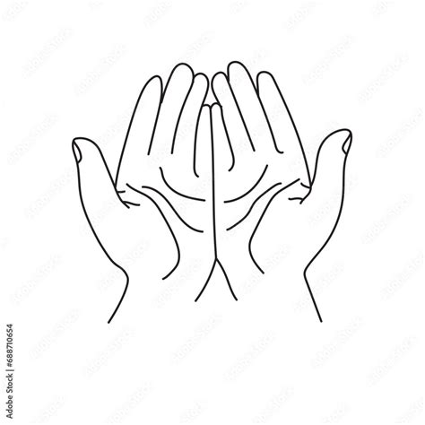 Hand Drawn Of Religious Faithful Person Praying To God Hands Prayer