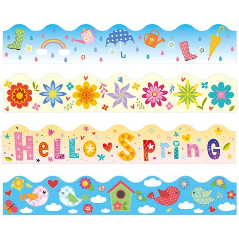 Buy 72 Pcs 70 Feet Spring Bulletin Board Borders Flower Umbrella Rain