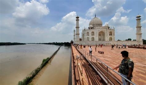 Yamuna River Reaches The Iconic Taj Mahals Outer Walls In India After