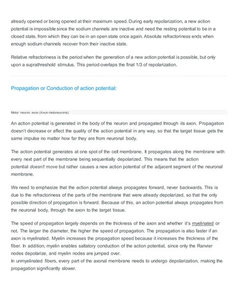 Generation And Conduction Of Action Potential Docx