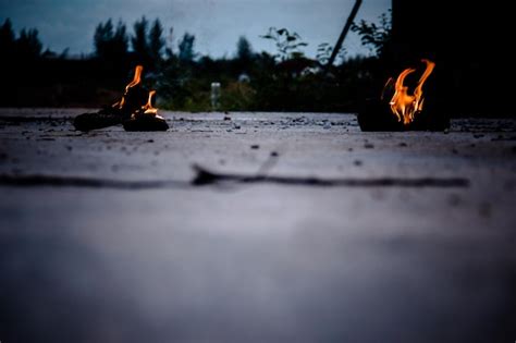 Premium Photo Close Up Of Fire On Log