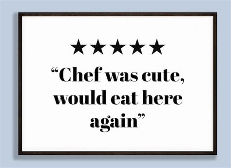 Chef Was Cute Would Eat Here Again Print 5 Star Kitchen Etsy