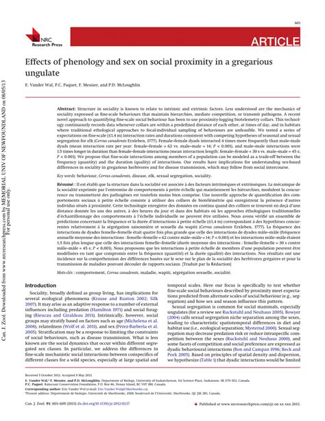 Pdf Effects Of Phenology And Sex On Social Proximity In A Gregarious