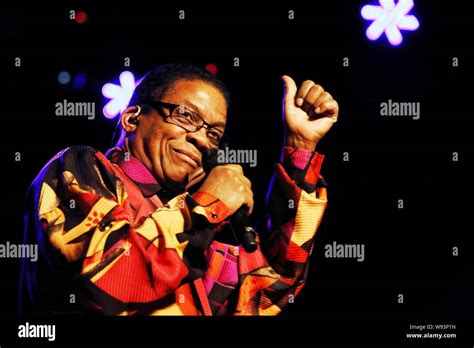 American Jazz Pianist Keyboardist And Bandleader Herbie Hancock Poses
