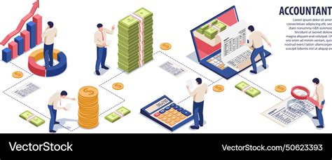 Accounting Isometric Infographic Flowchart Vector Image