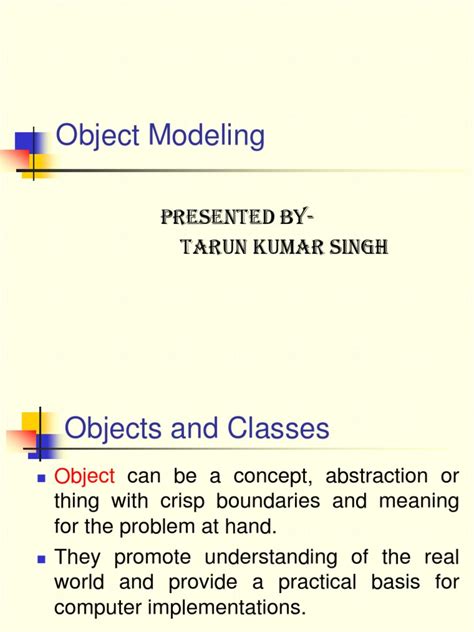 Object Modeling Presented By Tarun Kumar Singh Download Free Pdf