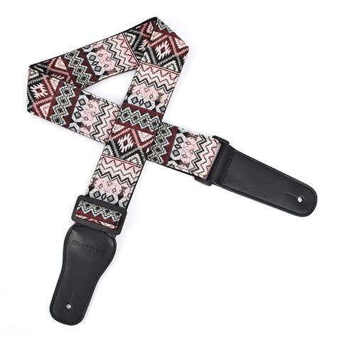 Cloudmusic Guitar Strap Jacquard Weave Strap With Leather Ends Vintage