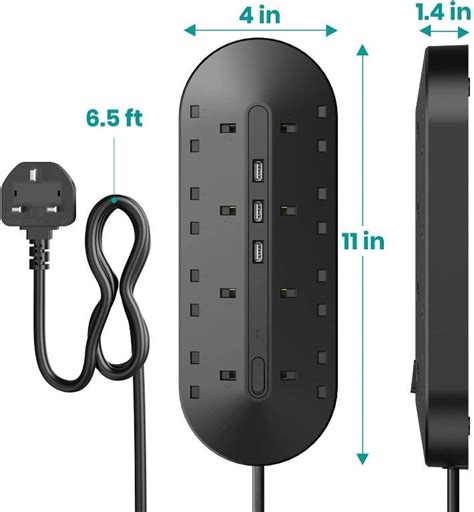 J012 Power Extension Lead Built In Usb Portandon Off Switch Klearlook
