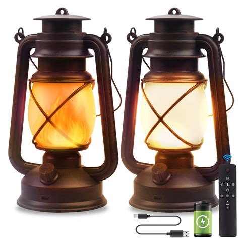 Vintage Lantern Led Battery Powered Camping Lamp Outdoor Hanging