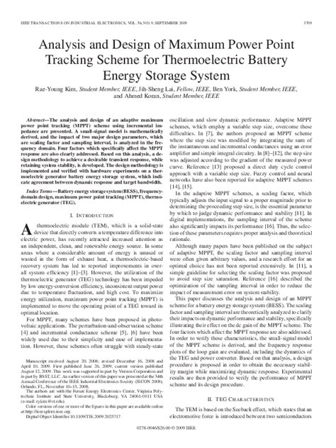 pdf analysis and design of maximum power point tracking scheme for