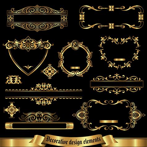 빛나는 골드 액자 라벨 장식 01 Png Pngegg