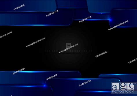 Abstract Technology Concept Template Blue Geometric Overlapping Layer
