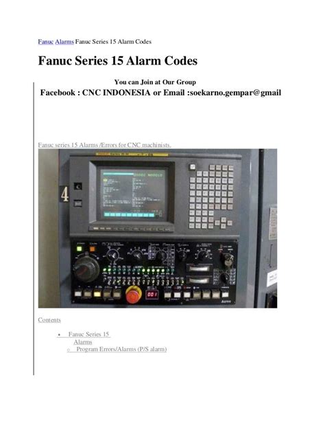 Fanuc Alarms Fanuc Series 15 Alarm Codes