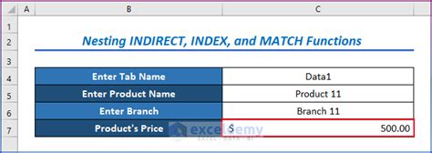 How To Use Indirect Index And Match Functions In Excel