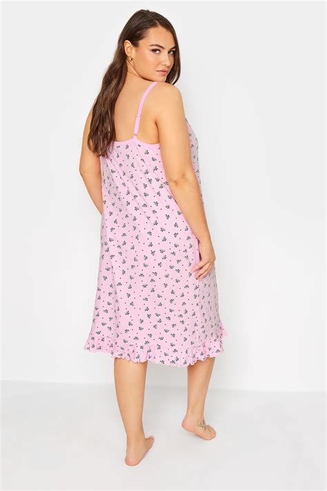 Yours Plus Size Light Pink Ditsy Floral Print Cotton Chemise Yours