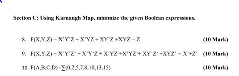 Section C Using Karnaugh Map Minimize The Studyx