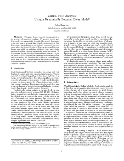 Pdf Critical Path Analysis Using A Dynamically Bounded Delay Model