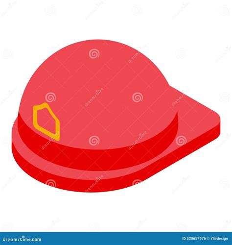 Fireman Helmet Protecting From Fire Isometric View Stock Illustration