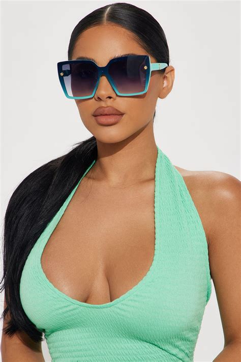 Catty Sunglasses Teal Fashion Nova Sunglasses Fashion Nova