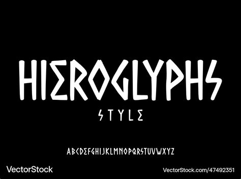 Unique Decorative Ancient Hieroglyphs Font Vector Image