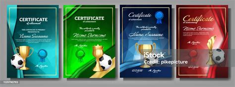 골든 컵 축구 게임 인증서 디플로마 벡터를 설정합니다 축구입니다 스포츠 수상 템플릿입니다 성과 디자인입니다 A4입니다 졸업입니다 문서입니다 챔피언입니다 최고 상금입니다