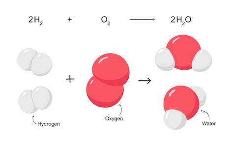 Premium Vector Vector Chemical Reaction Of Hydrogen And Oxygen Combine To Water Molecules