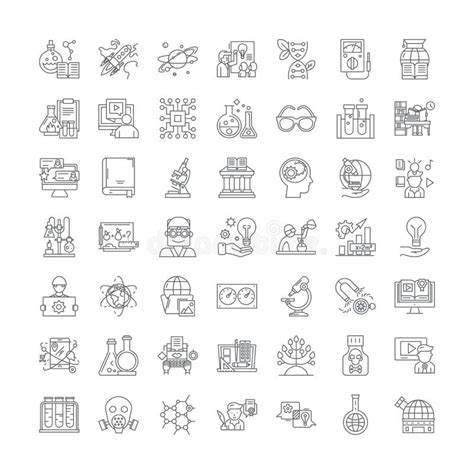 实验室研究线性图标、符号、符号矢量线插图集 向量例证 插画 包括有 例证 图表 实验 教育 化学 165756615