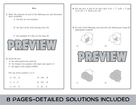 Sets Operations With Sets And Venn Diagrams Worksheet With Solutions